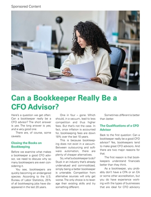 Can a Bookkeeper Really Be a CFO Advisor?